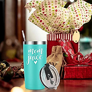 GINGPROUS Mom Gifts, Mom Juice Travel Tumbler with Lids, Birthday Christmas Gifts for Mom New Mom Mothers to be Wife Women Mother's Day, 20 Oz Double Vacuum Insulated Stainless Steel Tumbler, Mint