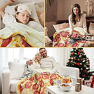 natu2eco Pizza Blanket Adult Size, Funny Gifts Food Throw Sausage Cheese Pepperoni Novelty Realistic Flannel Fleece Soft Cozy Round Nap Blanket Wrap Nursery for Family Weird Stuff Unique Ideas 72 inch