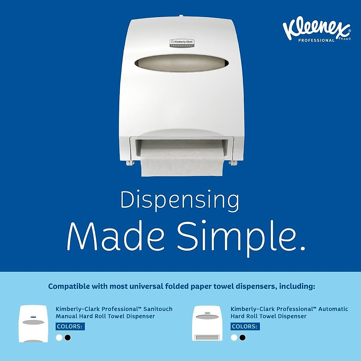 Kleenex Hard Roll Paper Towels (50606) with Premium Absorbency Pockets, 1.75" Core, White, 600'/Roll, 6 Rolls/Case, 3,600'/Case