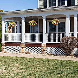 Lesrant 12inch Autumn Artificial Flower Hanging Basket,Artificial Hanging Plants Outdoors Fake Flowers Silk Daisy Hanging Flower Basket for Outside Porch Patio Garden Decoration