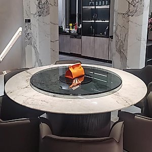 Rotating Lazy Susan for Dinner Table, Round Tempered Glass Lazy Rotating Serving Plate, Heavy Duty Transparent Rotating Tray, for Hotel Dining Turntable ( Color : Gris , Size : 60cm (24inch) )