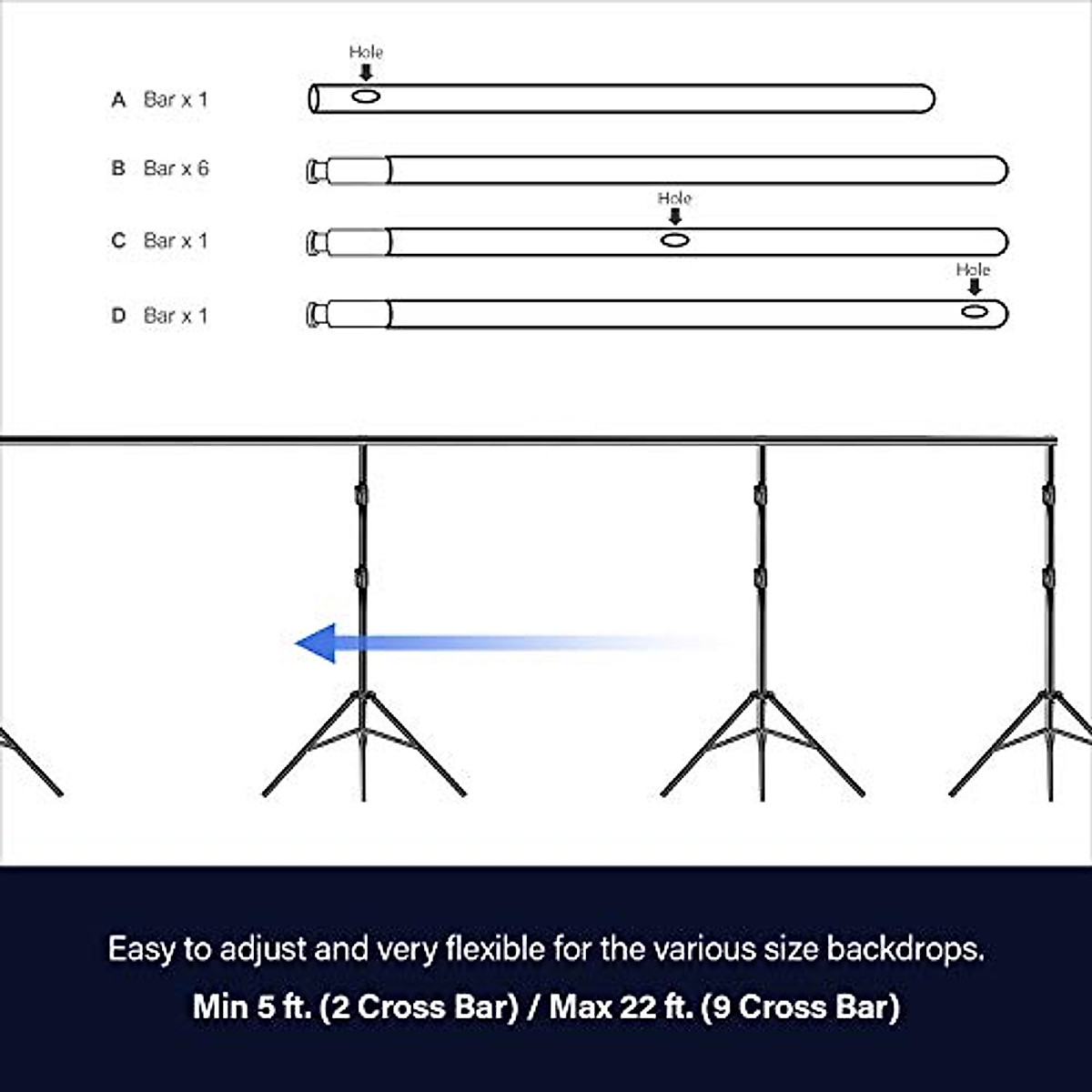LimoStudio (Heavy Duty) 20 ft. Wide x 10.3 ft. Tall Backdrop Stands, High Stability with 1.45" Thick Pole, Adjustable Width & Length, Background Support System Kit with Super Spring Clamps, AGG2280