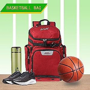 WOLT | Basketball Backpack Bag with Separate Ball Compartment and Shoes Pocket, Large Sports Equipment Bag for Basketball, Soccer, Rugby, Volleyball, Baseball Sport Backpack Bag