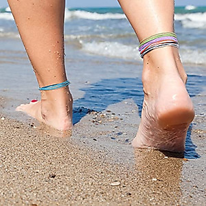 Hicarer 30 Pieces Adjustable Woven Anklets Bracelets Bohemian Braided Rope Bracelets Waterproof Wax Coated Anklets for Women (Colorful)