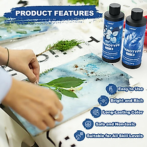Cyanotype Sensitizer Kit, 16oz Cyanotype Set - 2 Part Sensitizer, Cyanotype Dye - Cyanotype Kit Solar Print Set, Cyanotype Sun Printing Kit for Photographic Printing on Paper and Fabric