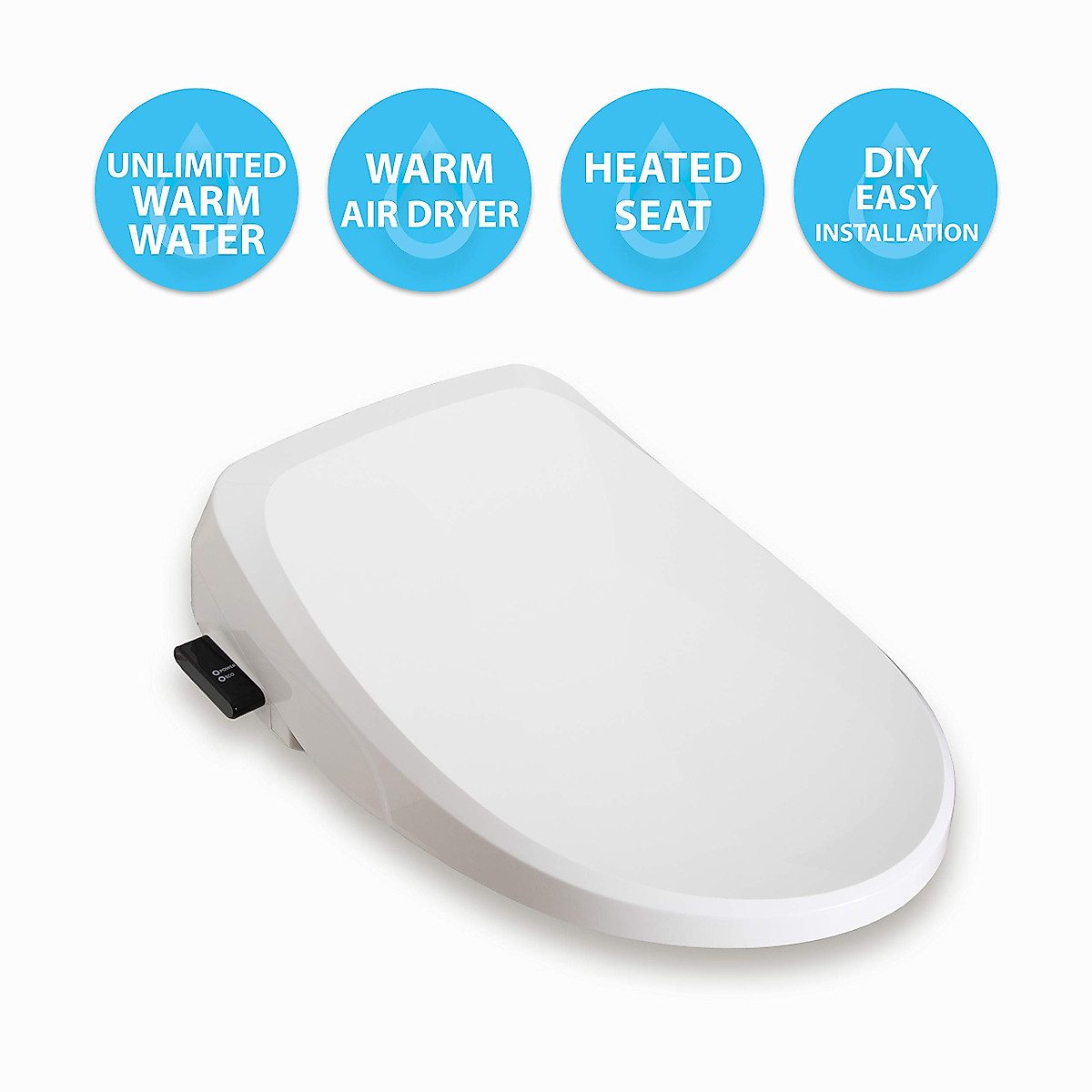 Hulife Electric Bidet Seat for Elongated Toilet with Unlimited Heated Water, Heated Seat, Warm Air Dryer, Wireless Remote Control