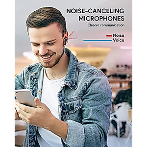 True Wireless Earbuds Noise Cancelling with 4 Microphones, WENKEY Bluetooth 5.3 Headphones for iPhone, Android, IPX6 Waterproof, 50H Playtime, TWS Bluetooth Earphones with Charging Case