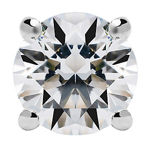 Everyday Elegance 14K Solid White Gold SINGLE Stud Earring Round or Princess Cut Cubic Zirconia Screw Back Post With Gift Box (Round .25 Carat)