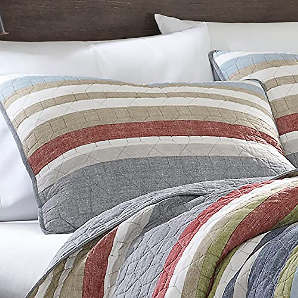 Eddie Bauer - Queen Quilt Set, Cotton Reversible Bedding with Matching Shams, Lightweight Home Decor for All Seasons (Salmon Ladder Multi, Queen)