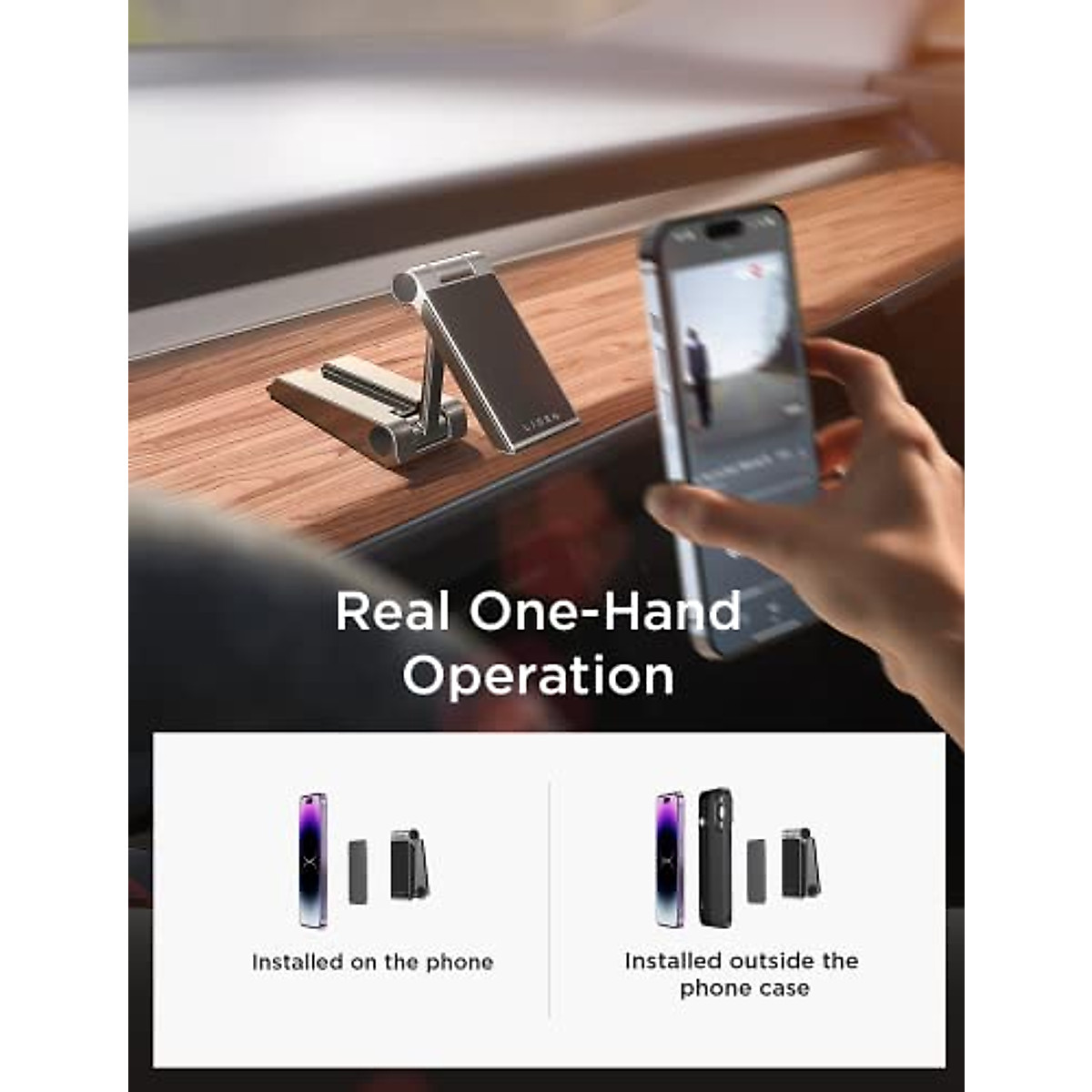 LISEN Magnetic Phone Holder for Car,360° Rotate Alloy Folding Magnetic Car Phone Holder,Metal Magnetic Phone Mount with 2023 Super Magnet,Super Sticker,Easy Installation,Compatible with All Phones