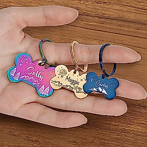 Atdesk Stainless Steel Pet ID Tag, Custom Dog Tag for Pets Engraved Name, Address & Phone Number, Personalized Dog Tags and Cat Tags, Dog ID Tag for Dogs, Dog Bone Tag(S Multi)