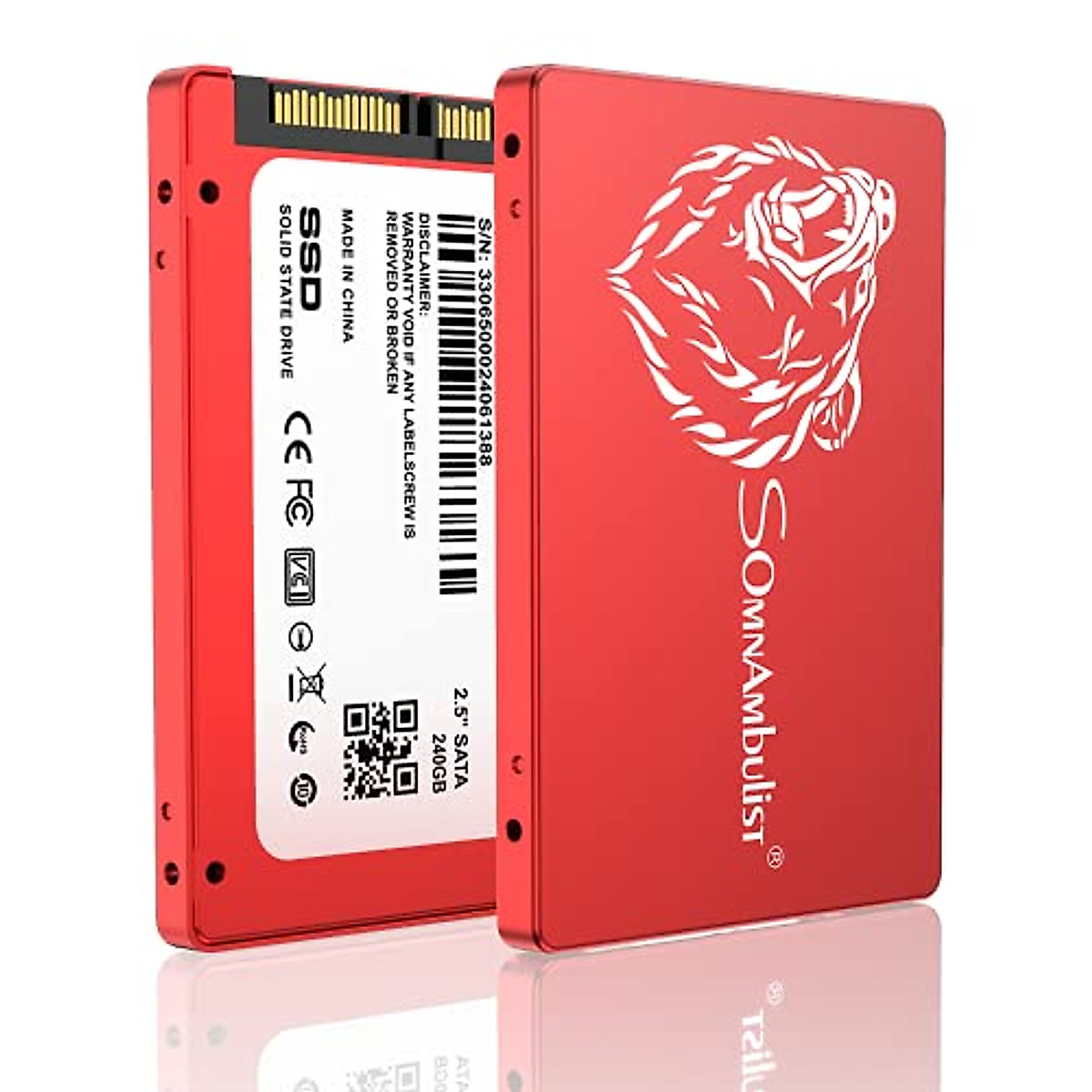 Somnambulist 2.5 Inch SATA 3 120GB 240GB 60GB SATA3 SSD Internal Hard Drive for Laptop (Red Bear-60GB)