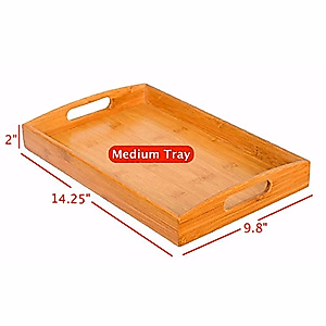BirdRock Home 3 pc Breakfast Bed Tray (Rounded) - Bamboo - Cut Out Handles - Set of 3 - Bamboo - Nesting