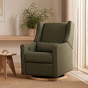 Babyletto Kiwi Glider Recliner w/Electronic Control and USB | in Olive Boucle w/Light Wood Base, Greenguard Gold Certified