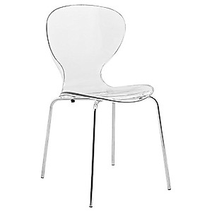 LeisureMod Modern Oyster Side Chair, Clear