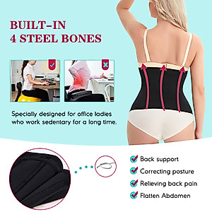 LODAY Waist Trainer Corset for Women Tummy Control Sport Workout Body Shaper Black (XS, Black(Zip and Hooks))