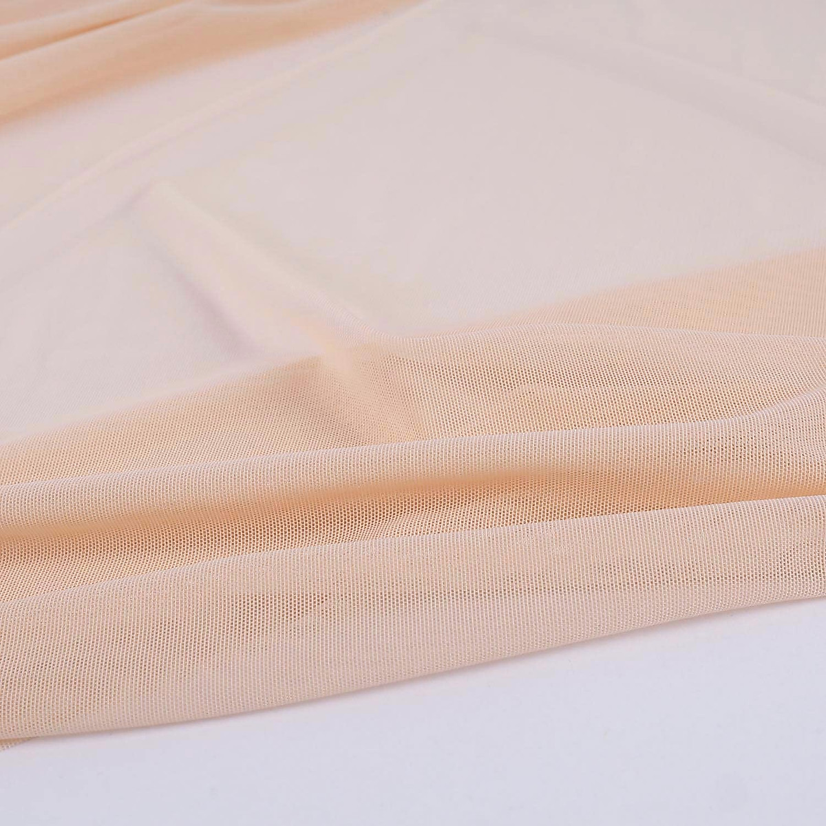Ultrathin 4-Way Stretch Net Fabric Nylon Spandex Power Mesh Lightweight Sheer, Pre-Cut 5 Yards Long 60" Wide, (Peachy Nude)