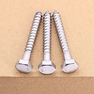 3/8 x 4-1/2" (8 pcs) Hex Lag Screws, 304 Stainless Steel 18/8, Hexagon Head Lag Bolts, Hex Head Wood Screws