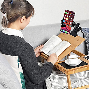 Mippko Clip Clamp Phone Holder for Desk/Table/Glass Door/Desktop Baffle/Easel,Compatible with iPhone/Nexus/HTC/LG/Huawei/Smart Phones,360°Adjustment Aluminium Alloy Arm Metal Mount