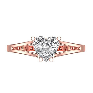 Clara Pucci 1.0 ct Heart Cut Genuine Lab Grown Diamond VS1-VS2 18K Rose Gold Solitaire Bridal Wedding Engagement Designer Ring size 3.5