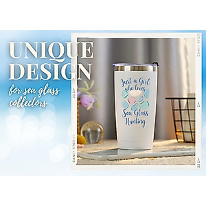 Onebttl Sea Glass Collector Gifts for Women, Tumbler Travel Coffee Mug, Stainless Steel Insulated with Lid 20oz/590ml