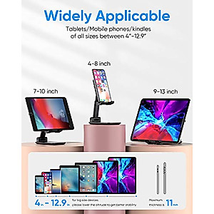 Adjustable Cell Phone Stand, Foldable Phone Holder Tablet Stand for Desk, Angle Height Adjustable Cell Phone Stand Compatible with Phone 11 Pro Xs Xs Max Xr, Mini,Tablets (Black)