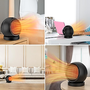 Lmkeji Desk Heater,600W Energy Efficient Desktop Heater for Indoor Use,Safe and Quiet for Bedroom Home Office Desk Use(Black)