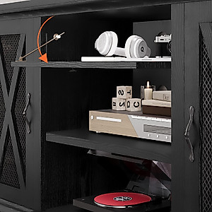 IDEALHOUSE Black TV Stand for 65+ Inch TV, Entertainment Center TV Media Console Table, Farmhouse TV Stand with Storage, Barn Doors and Shelves, Modern Tall TV Console Cabinet Furniture for Livingoom