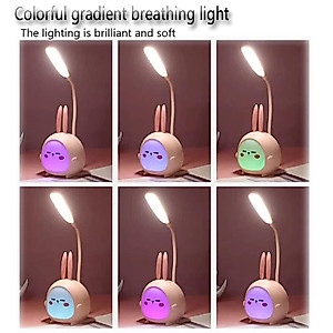 Neioaas Mini Bunny Night Light, Portable LED Table Light, Cute Rabbit Foldable USB Rechargeable Reading Light Bedroom Children's Bedside Study (Pink Rabbit)