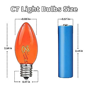 CHYSUPER C7 Halloween Replacement Bulbs, Orange Night Light Bulbs, 5W Incandescent E12 Candelabra Base, Warm White for Christmas Wedding Patio Outdoor String Lights Decor, 25 Pack