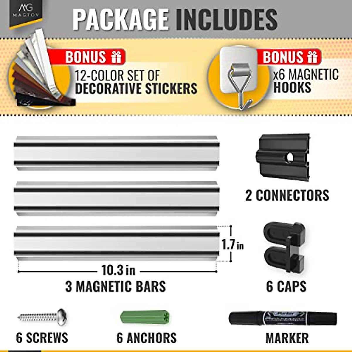 Knife Magnet Holder for Wall (Pack of 3) - Magnetic Knife Strip for Wall 10 inch - magnetic knife holder for Organizing Kitchen Utensils and Small Tools, HeavyDuty Magnetic Strip