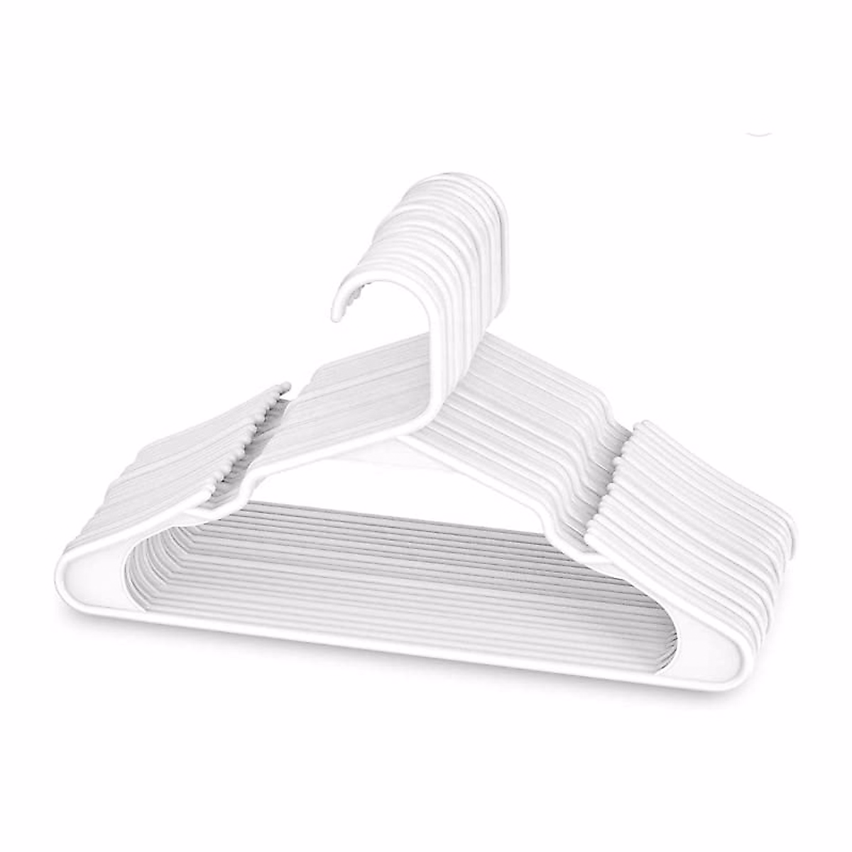 20-Pack White Notched Plastic Clothes Hangers - Durable, Space-Saving, and Closet Organizing Solution - Perfect for Shirts, Pants, Dresses, and More