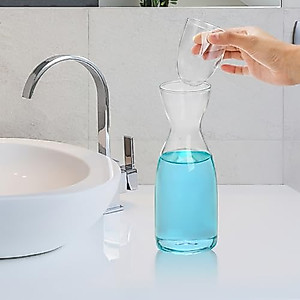 Mezchi 2 Pack Bedside Water Carafe Set with Tumbler Glass Set, 21 Oz Mouthwash Dispenser, Glass MouthWash Bottle, Clear Mouth Wash Container for Bathroom, Nightstand
