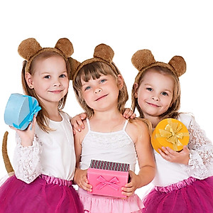 WILLBOND Bear Ears Headband and Tail Costume Set, 6 Pieces, Brown, for Halloween or Costume Parties