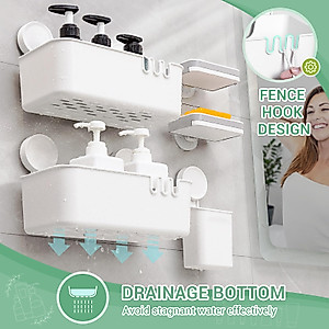 LUXEAR Shower Caddy 5 Pack Suction Cup Shower Organizer for Bathroom Storage Home &Kitchen,No Drilling Removable Plastic Shower Shelf Organizer with Soap Dish&Toothbrush Holder Easy Install