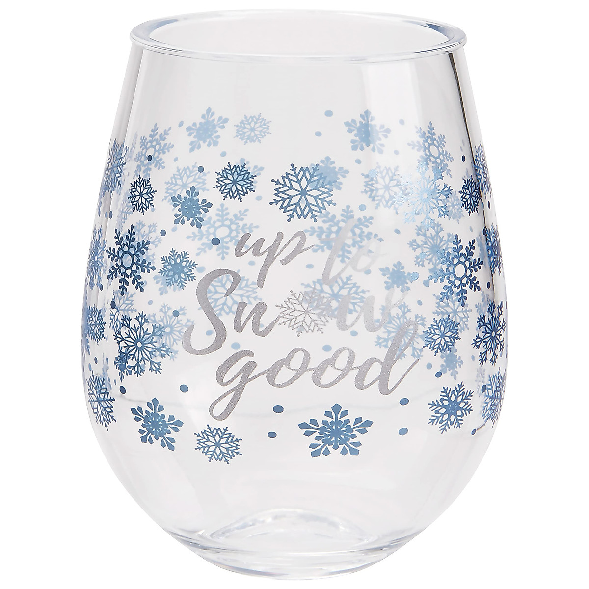 C.R. Gibson QWG2O-22632 Up to Snow Good Acrylic Stemless Wineglass for Christmas Parties and Celebrations, 12 fl. Oz.