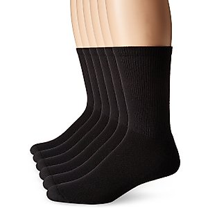 Hanes mens Freshiq X-temp Comfort Cool Crew Socks, 6-pack slipper socks, Black, 6 12 US