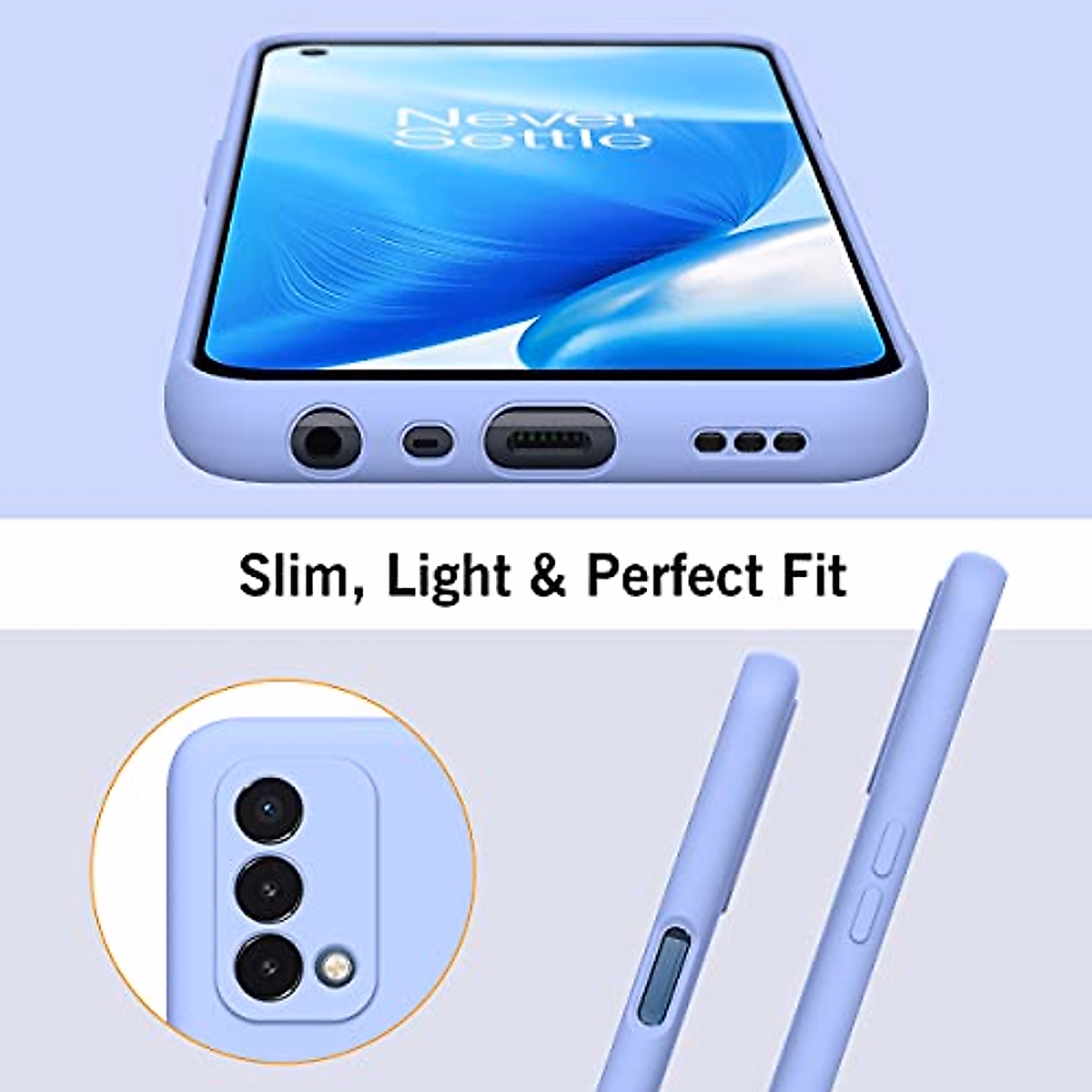 Foluu for OnePlus Nord N200 5G Case, Liquid Silicone Gel Rubber Bumper Case with Soft Microfiber Lining Cushion Slim Hard Shell Shockproof Protective Cover for OnePlus Nord N200 5G 2021 (Purple)