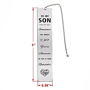 Jzxwan Son Gifts from Mom and Dad，Personalized Birthday Graduation Gifts for Son, Sometimes You Forget You're Awesome Bookmark for Son