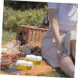 100 Pcs Aluminum Foil Cake Box Fruit Container Aluminum Pie Pans Reusable Foil Pans Foil Pans with Lids To Go Food Containers with Lids Package Cake Container Portable re-usable