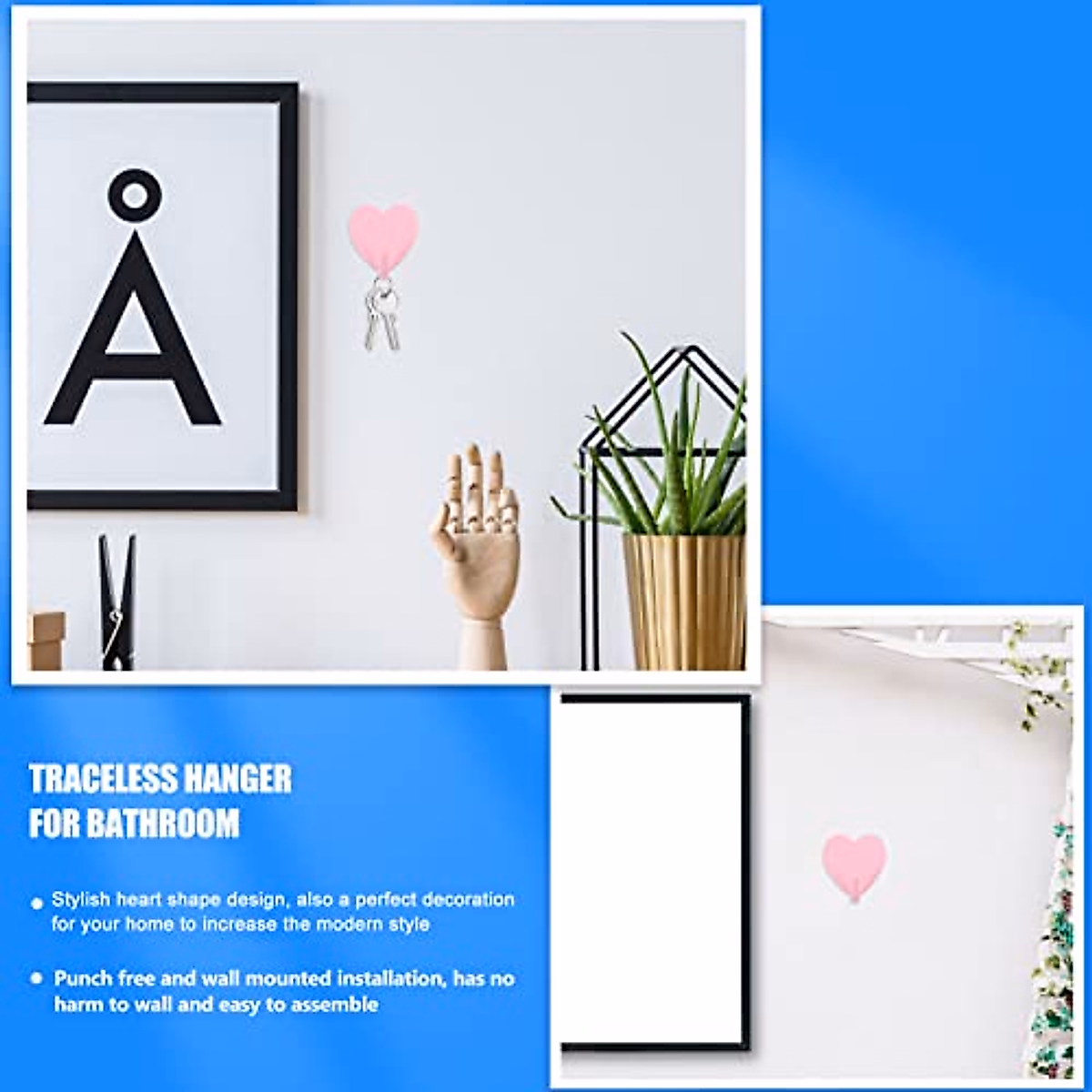 Zerodeko Ceiling Hooks 12Pcs Heart Shaped Wall Hooks Metal Decorative Cute Hook Adhesive Wall Hook Key Hat Towel Hooks Coat Wall Hangers for Home Kids Room Decoration 1 Ceiling Hook