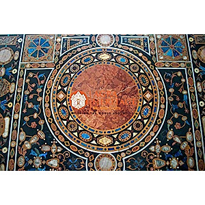 Rectangular Pietra Dura Marble Big 106"x47" Dining Table Top Mosaic Inlay Restaurant Decor
