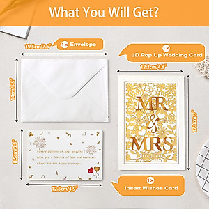 Pyoimmne Wedding Card, 3D Pop Up Wedding Cards for Bride and Groom, Funny Wedding Gift Card with Envelope and Message Card