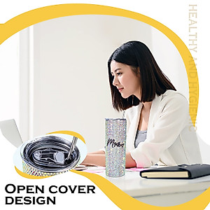 Bling Diamond Mrs Tumble Cup Bridal Insulated Tumbler with Reusable Straw Bride Miss to Gift Maid of Honor for Bridal Shower Engagement Gift Bachelorette Party(AB Color, Stylish Style)