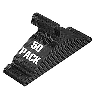 SPECILITE Wire Hangers 50 Pack, Metal Wire Clothes Hanger Bulk for Coats, Space Saving Metal Hangers Non Slip 16.7 Inch Ultra Thin, for Standard Size Suits, Shirts, Pants, Skirts-Black