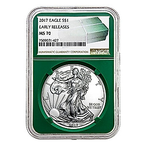 2017 Silver Eagle Green Holder Early Releases $1 MS-70 NGC