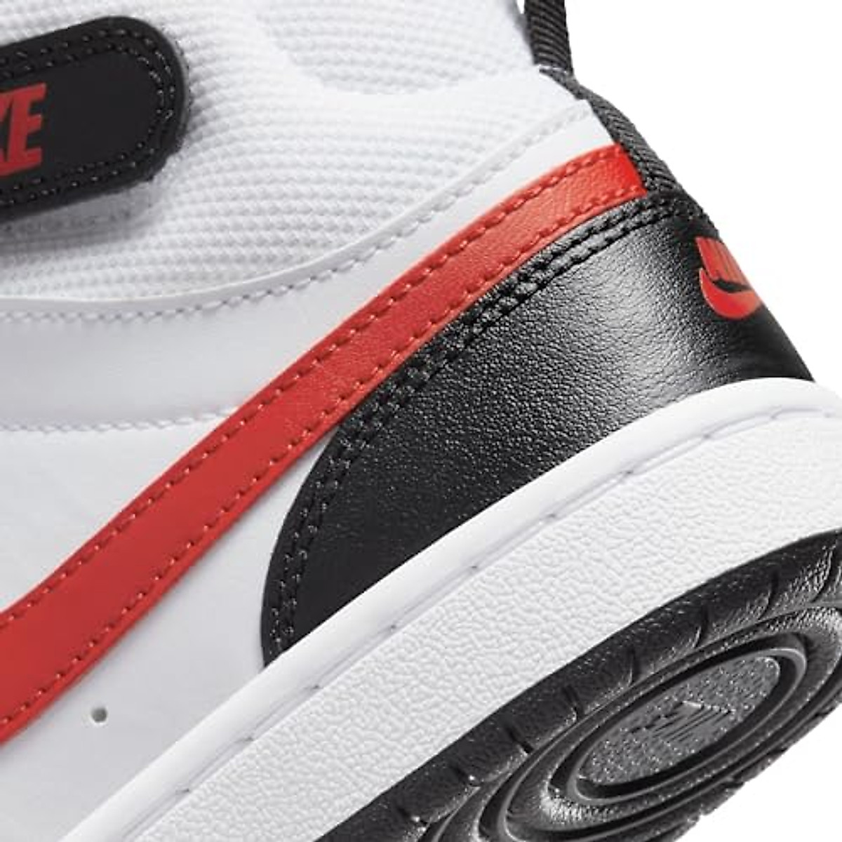 Nike Court Borough Mid CD7782-110 Boys Casual Shoes (White/University RED-Black)