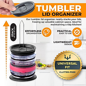 ELYPRO - Revolutionary Tumbler Lid Organizer - Space-Saving Design - Slim Vertical Storage for Up to 10 Lids , Clutter-Free Kitchen Cabinets and Countertops Organization