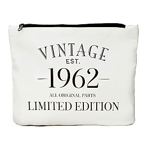 JIUWEIHU Women's 60th birthday gift, 60th birthday decoration gift - 60th birthday gift for grandma, wife, grandma, friends, colleagues and aunts - full original limited edition cosmetic bag in 1963