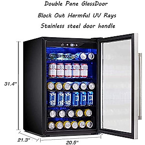 Antarctic Star Beverage Refrigerator Cooler - 145 Can Mini Fridge Glass Door for Soda Beer or Wine Small Drink Dispenser Clear Front for Home, Office or Bar, Silver,4.4cu.ft